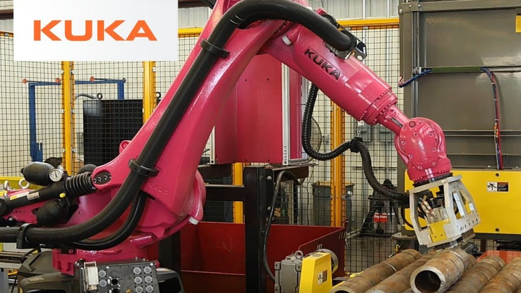 "Efficient Metal Tube Handling with KUKA Robotics"